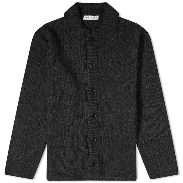 Our Legacy Big Cardigan In Shadow Black Funky Acrylic - 50% Off
